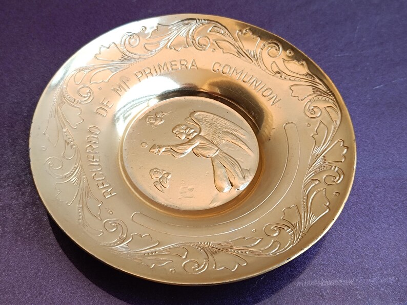 1980s Recuerdo De Mi Primera Comunion, First Communion Plate, Religious ...