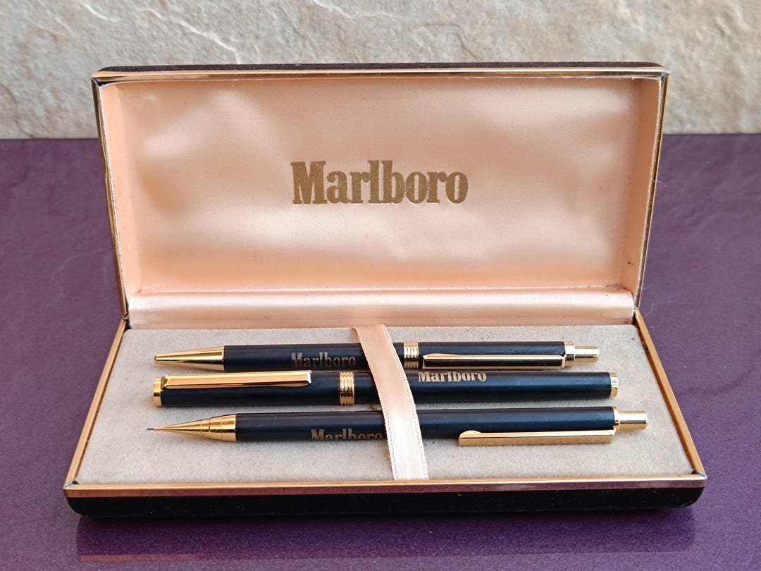 1980s MARLBORO Fountain Pen, Ballpoint Pen and Pencil, Vintage Ink Pen ...