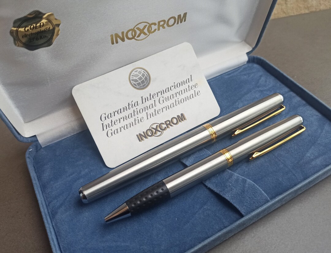 INOXCROM Fountain and Ballpoint Pen Set, Vintage Fountain Pen, 1980 ...