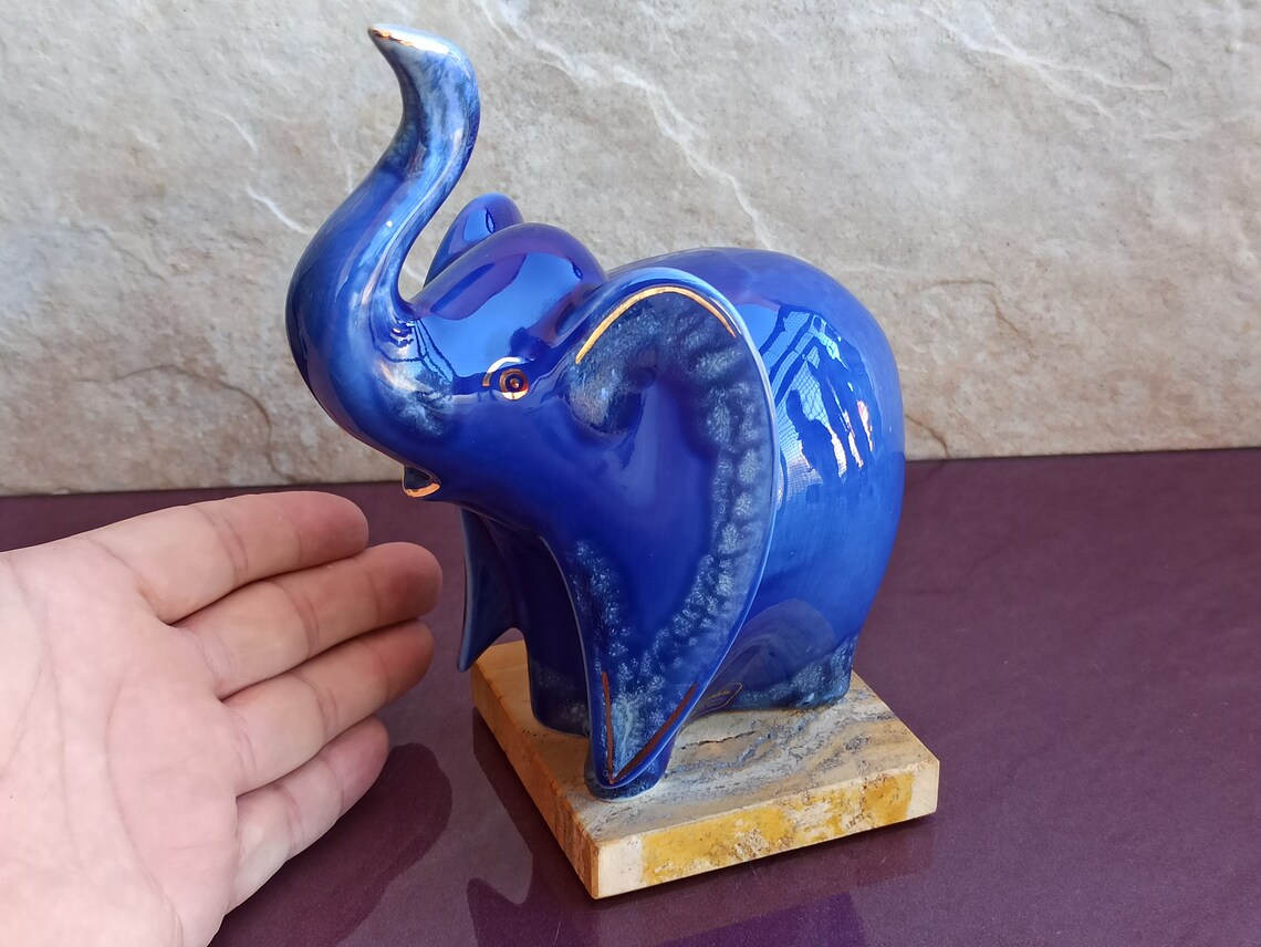 1989th GALOS Elephant Figurine, Porcelain Elephant, Vintage Porcelain ...
