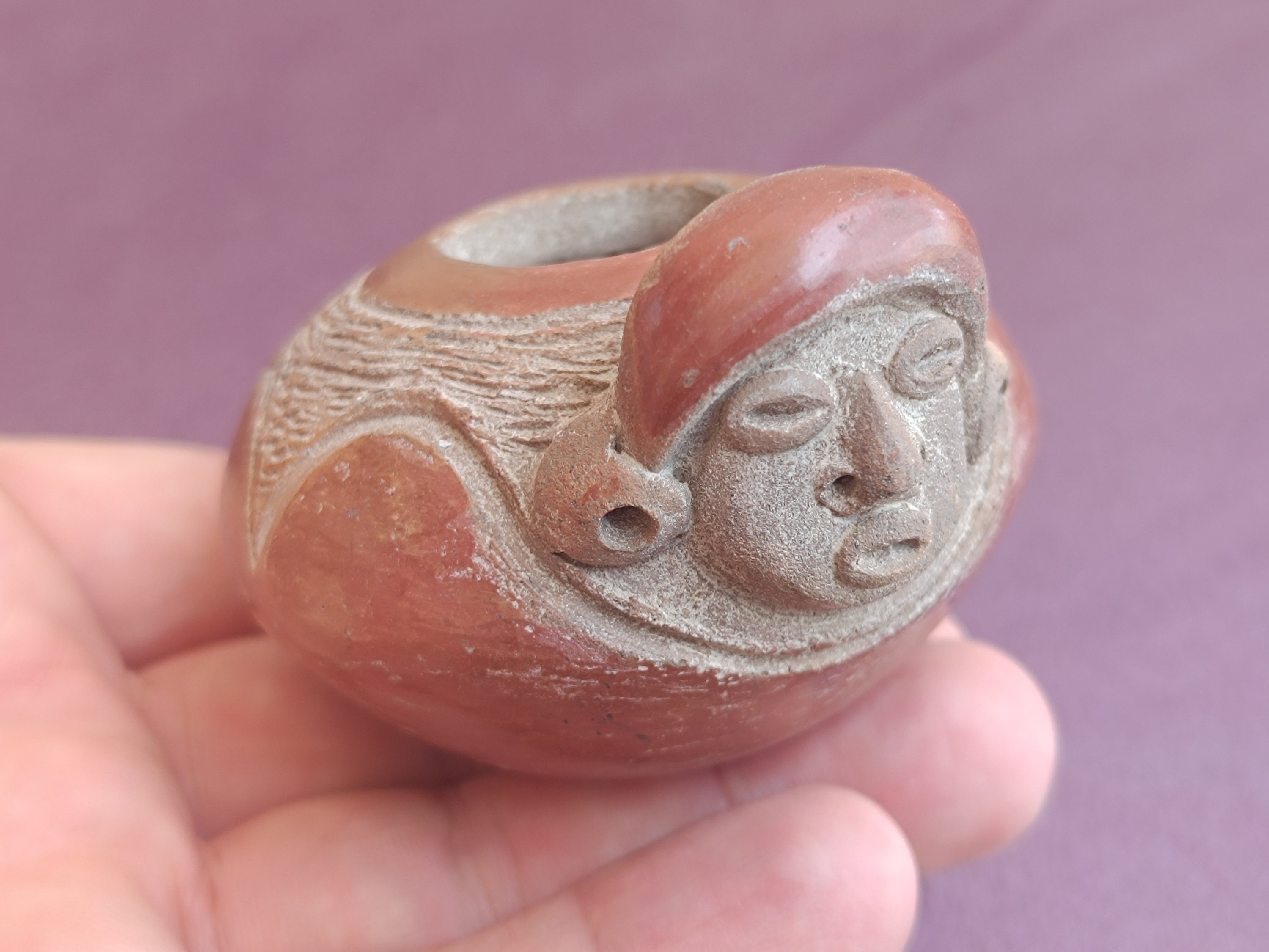 Valdivia Culture Vessel Figurine, Handmade Clay Pre-columbian Figure ...