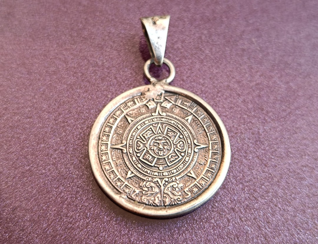 1980 Mexican Mayan Pendant, Mayan Silver Pendant, Mexican Mayan ...
