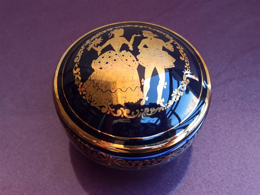 COBALT Porcelain Victorian Style Box, Vintage Box, Jewelery Box, Retro ...