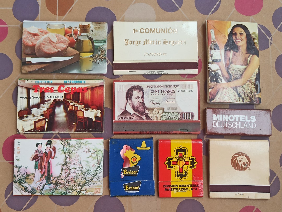 Set of 10 MATCHBOX 1980, Antique Matches, Various Design, Made in Spain ...
