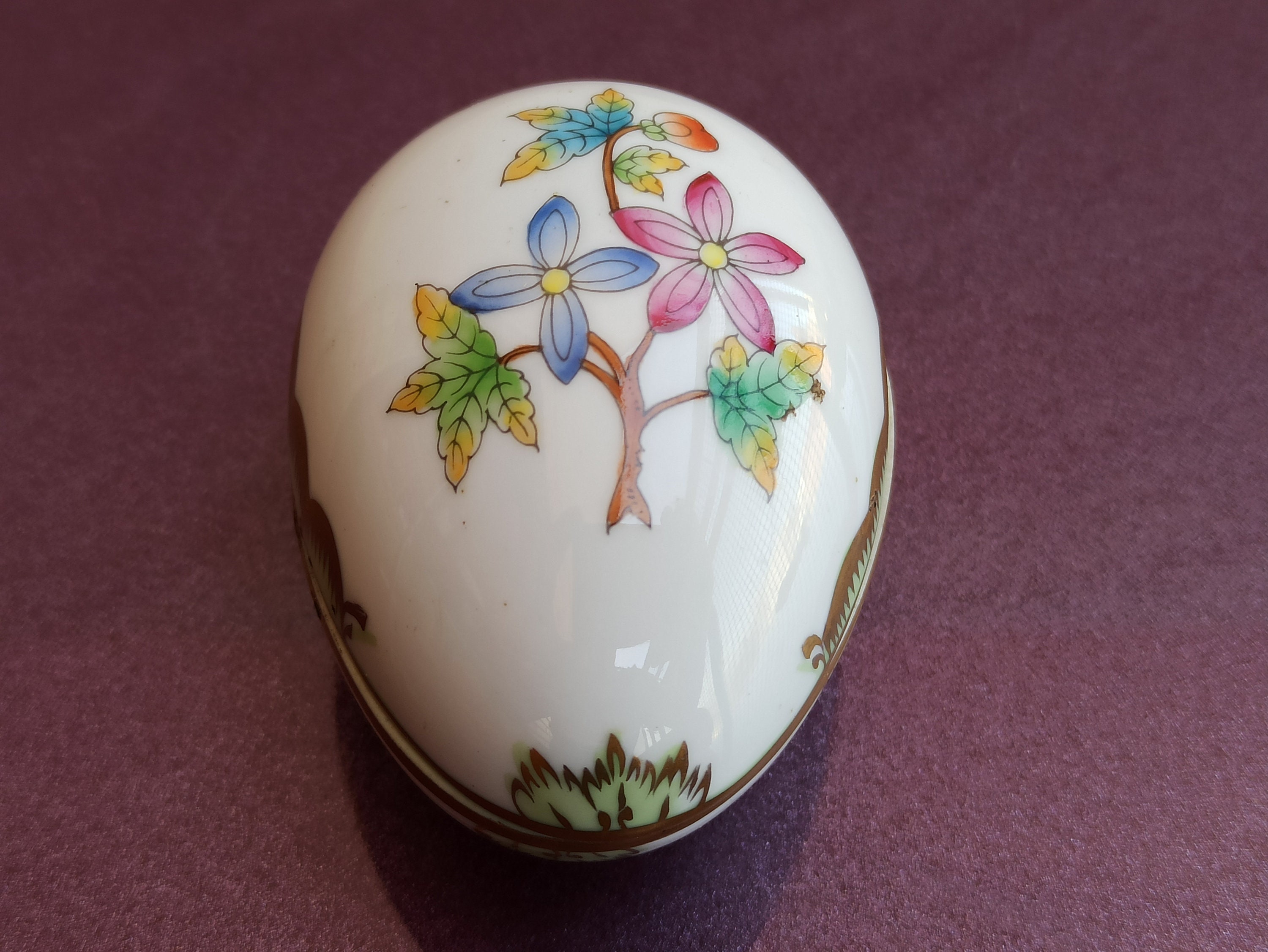 HEREND Hvngary Hand Painted Porcelain Flowers Box Vintage - Etsy