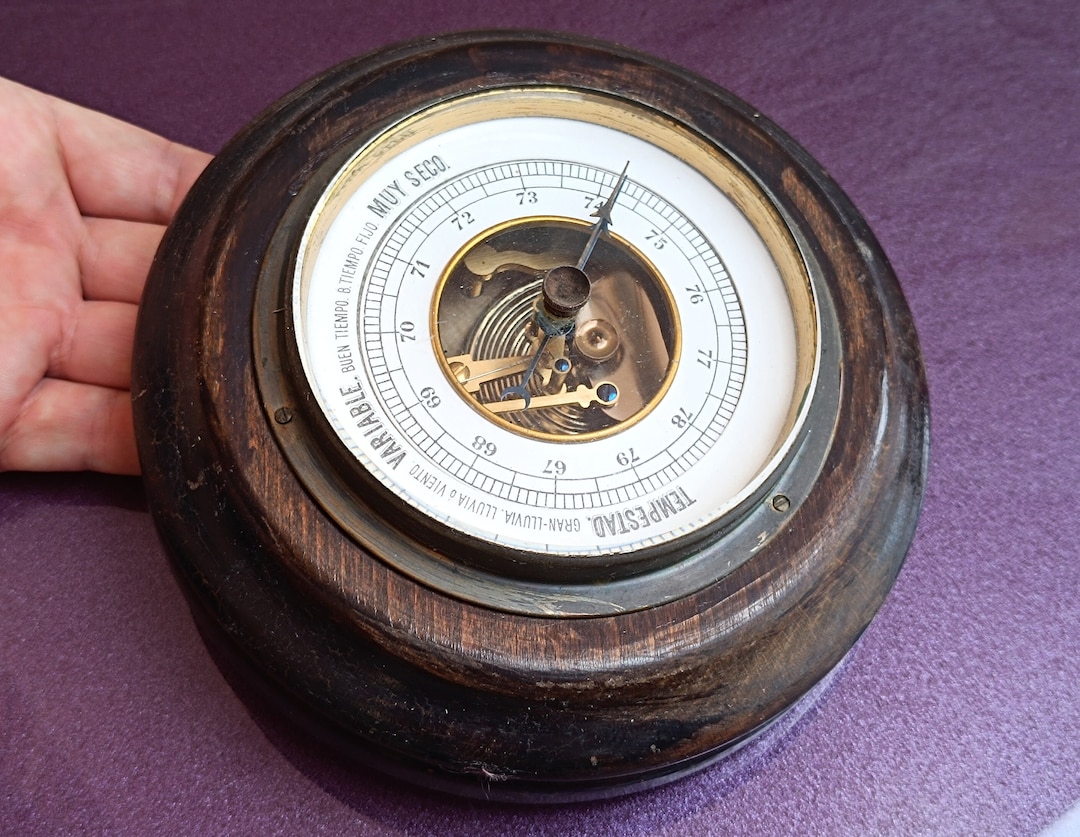 1960s BAROMETER Spain, Antique Spanish Barometer With Wooden Body, High ...