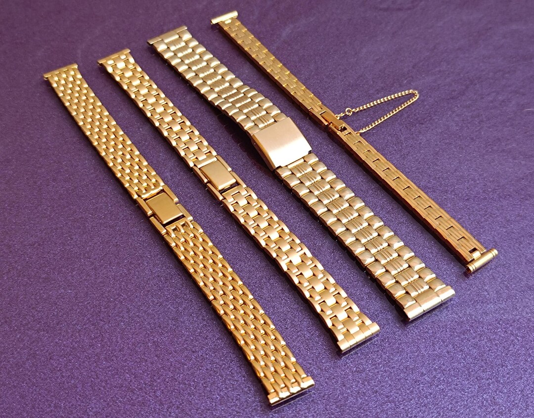 1980s Gold Filled Watchband, Vintage Metal Watchband, Spanish Watchband ...