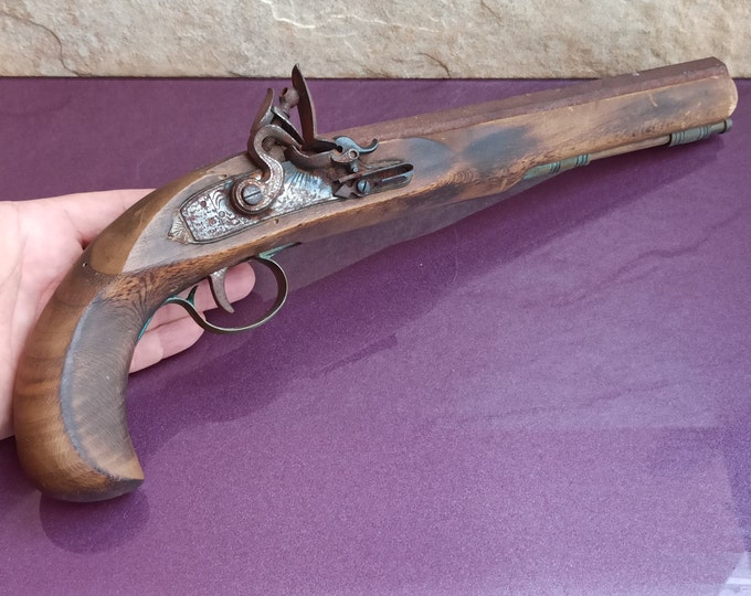 Metal Pistol REPLICA Flintlock, Vintage Handmade, Heavy Replica, Layout ...