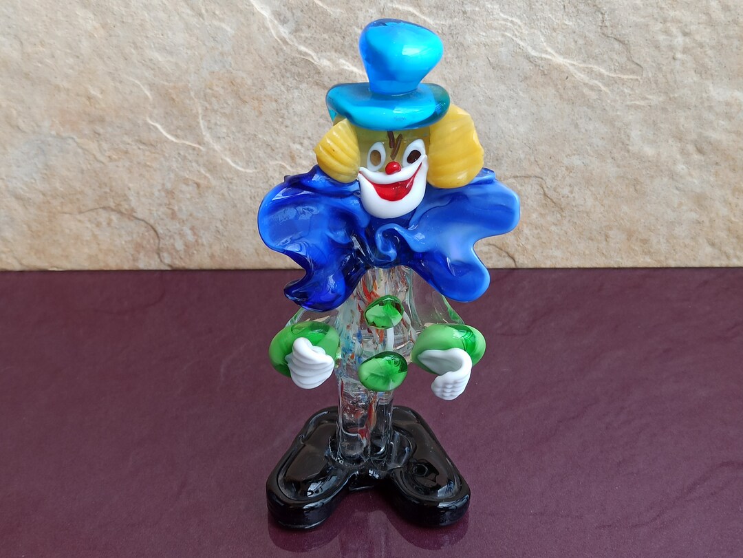 MURANO Glass Clown Figurine, Talisman Figurine, Vintage Clown Figurine ...