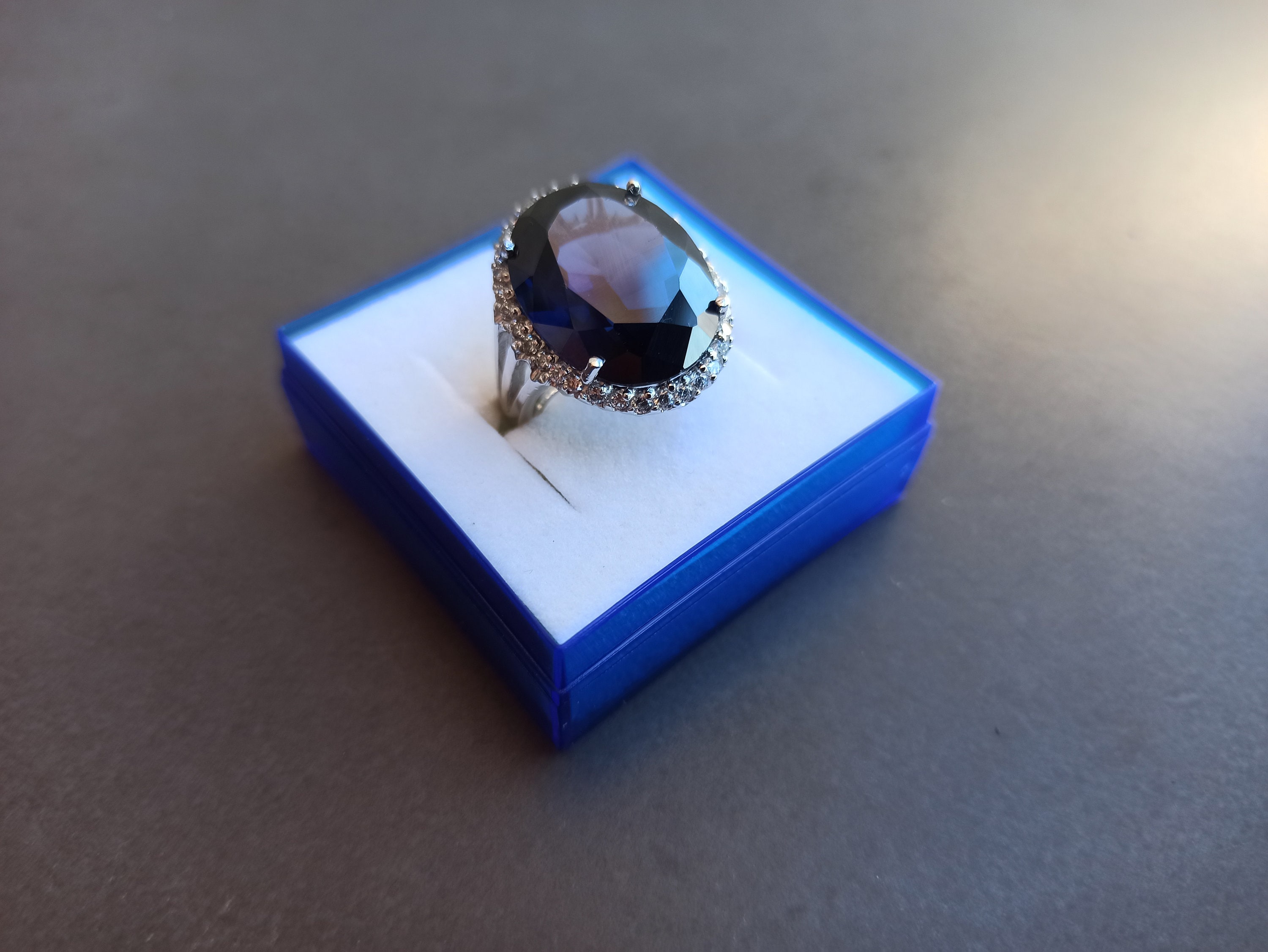 Vintage 925 Silver Ring With Dark Blue Faceted Stone - Etsy