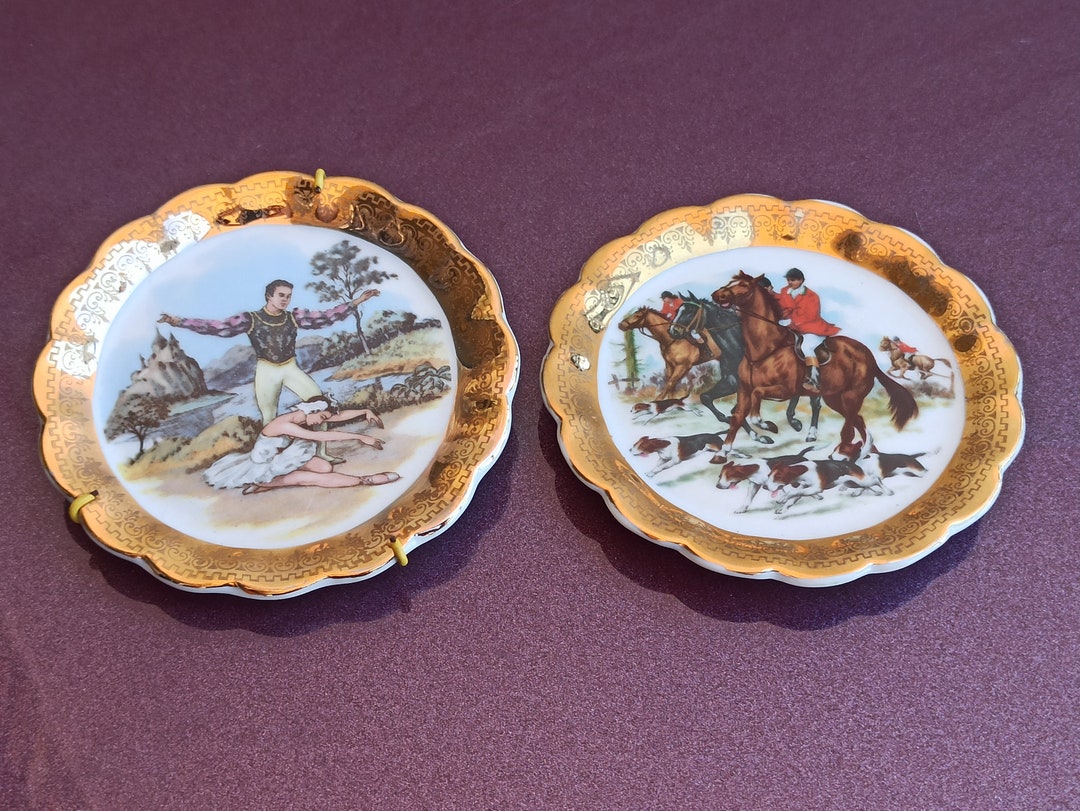 Pair French Plates, Mini Plate, France Retro Plate, Gold Filled Plate ...