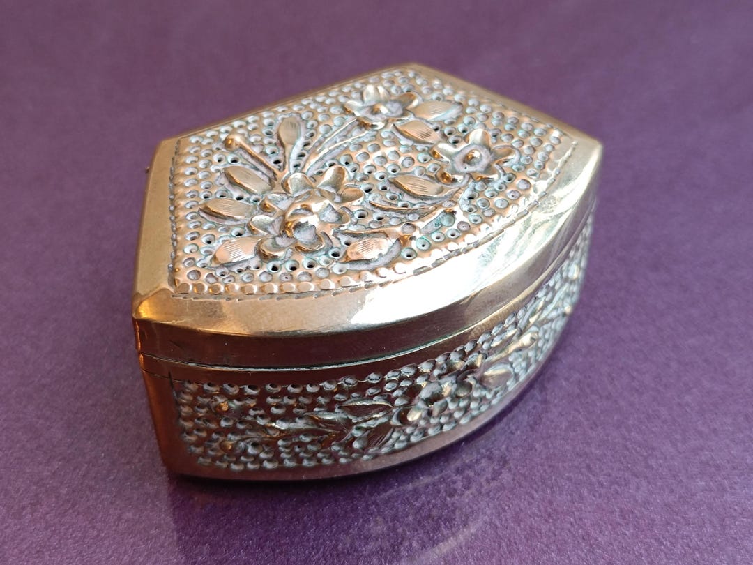 925 Silver Jewelry Box, Vintage Jewelry Box, Pill Box, Retro Pill Box ...