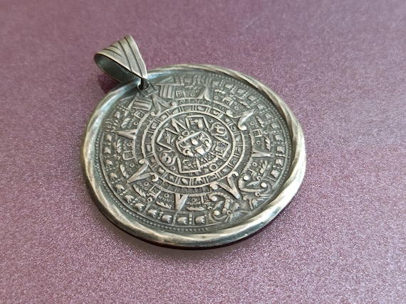 1980 Mexican Mayan Pendant, Mayan Silver Pendant, Mex… - Gem