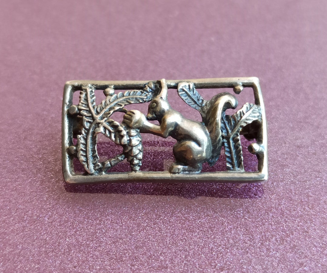1940 Squirrel 835 Silver Brooch, Antique Silver Brooch, Handmade Silver ...