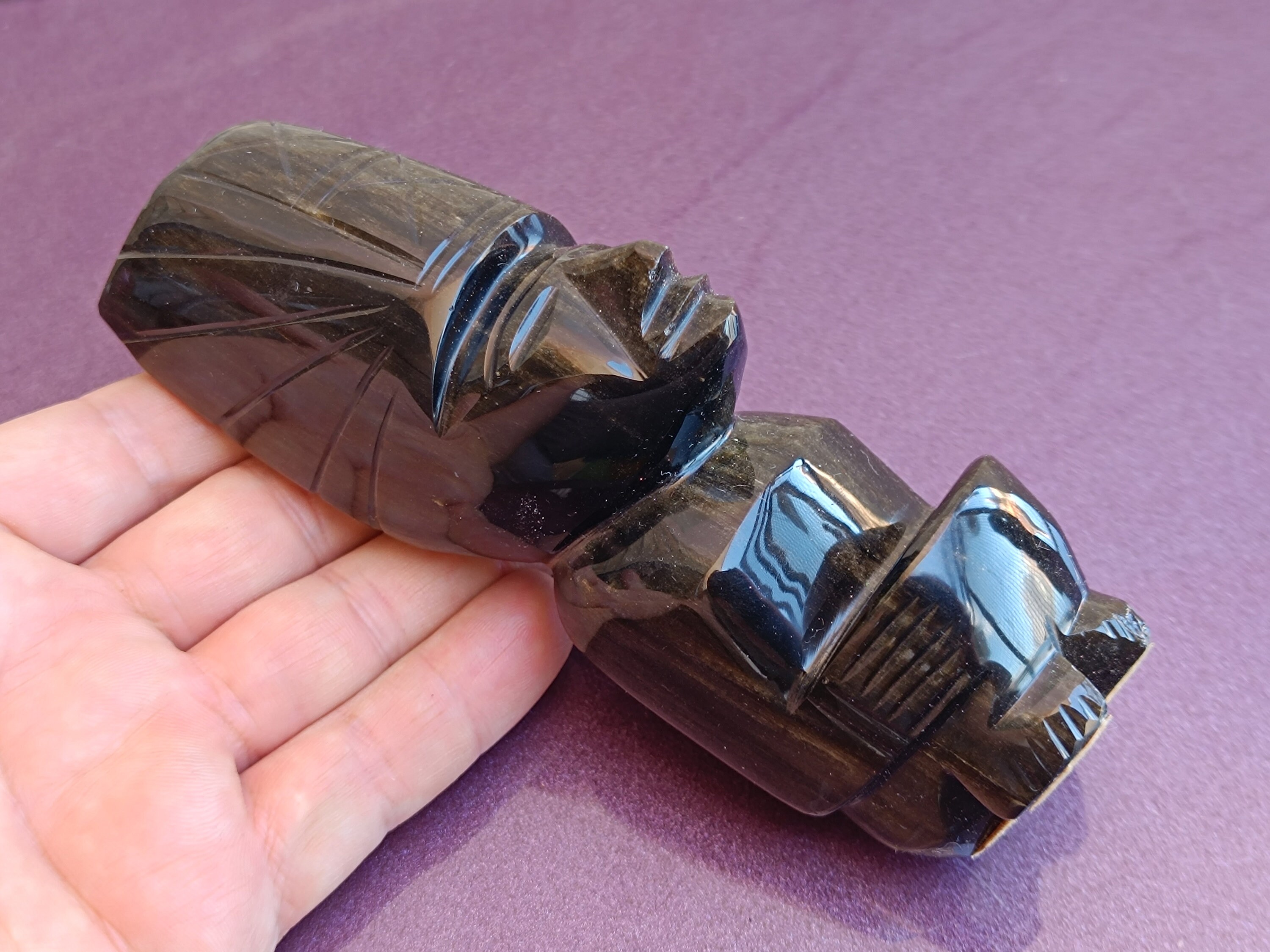 1970 Aztec God of Health and Medicine, Black Obsidian Figure ...