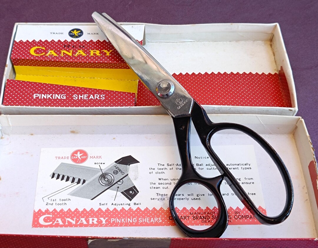 1980s Red Canary Pinking Shears, Japan Patterned Scissors, Vintage ...