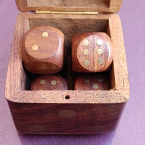 1980 Wood and Brass Vintage Dice, Vintage Complete Dice, Retro Dice ...