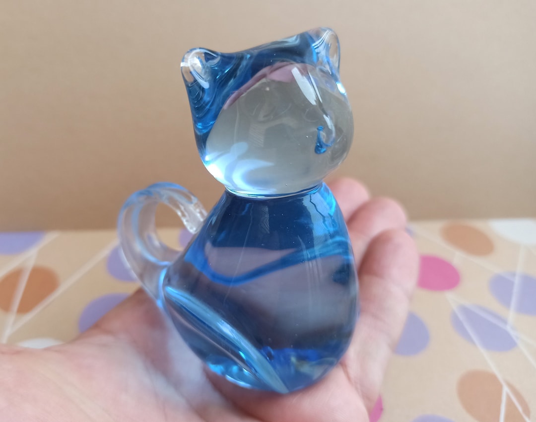 Murano Glass Cat Figurine, Cat Statuette, Home Decor, Vintage Murano ...
