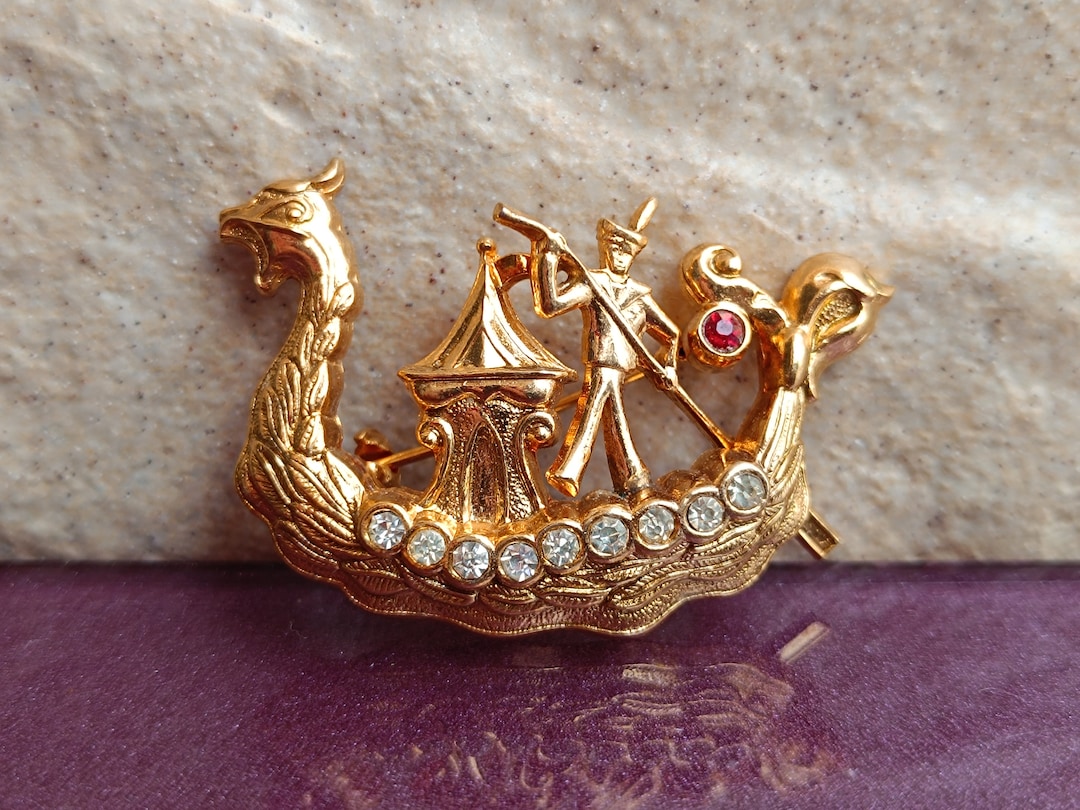 1970 Boat Brooch, Vintage Brooch, Toledo Brooch, Spanish Brooch ...
