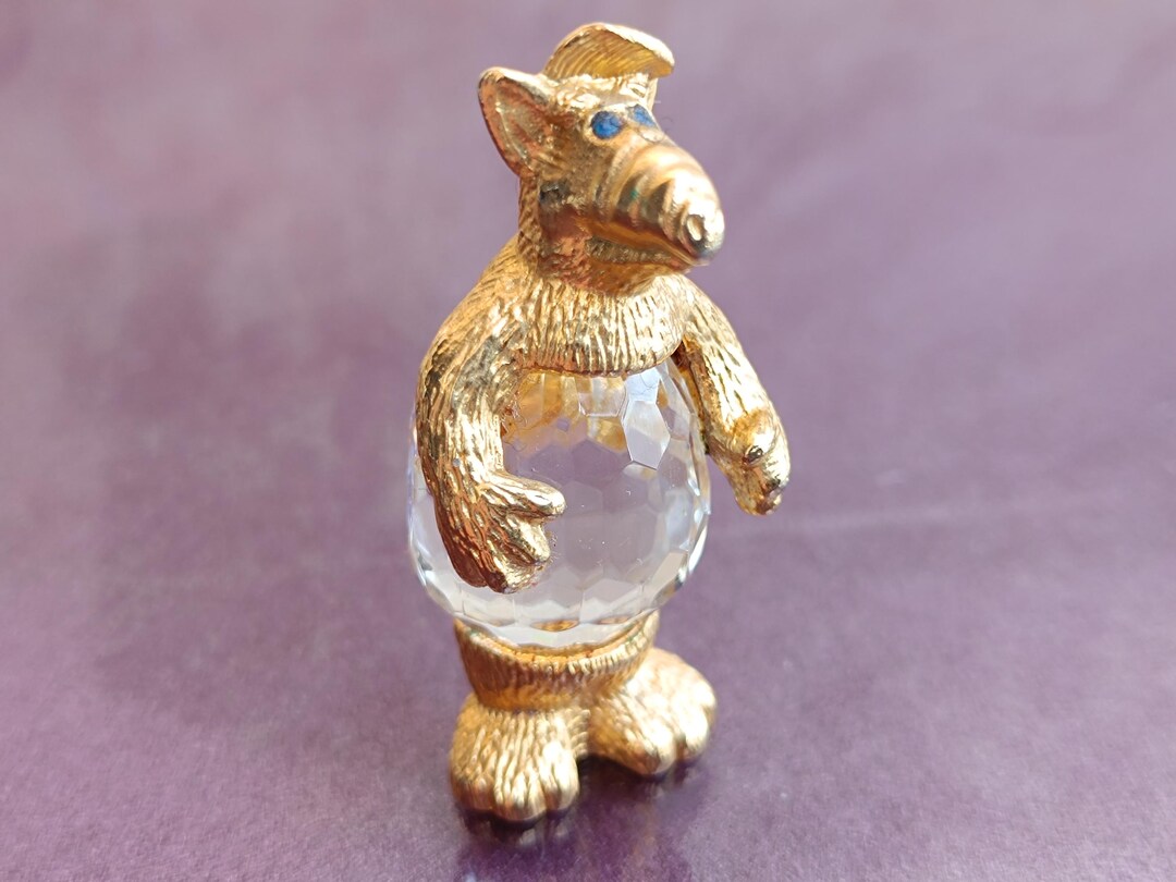 1980s Gold Filled Metal and Glass ALF Figurine, Crystal Alf Figure ...