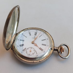 1900 OMEGA Mechanical Silver Watch, Silver Pocket Watch, Silver Spamp ...