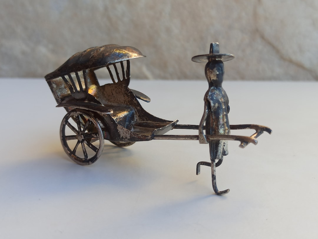 Silver Rickshaw Chinese Man, Man Moving Rickshaw, Art Object ...