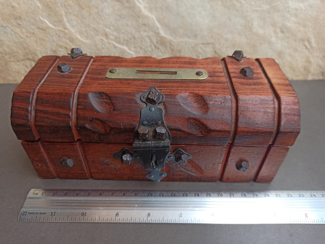 Treasure Chest Antique Wooden Chest Vintage Chest Slot for - Etsy