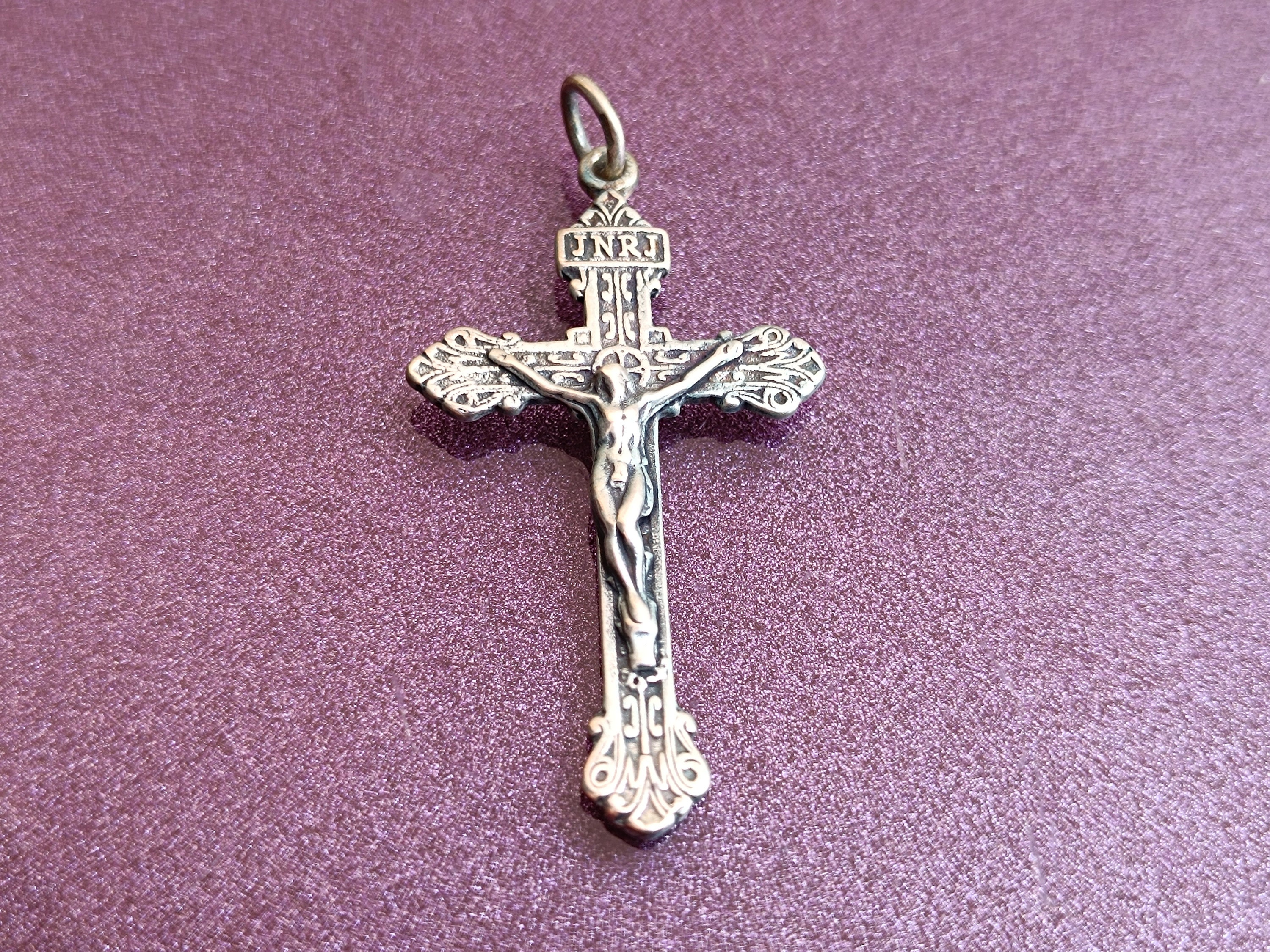 1970 Religious Silver Cross Pendant, Jesus Cross, Religious Cross, Old ...