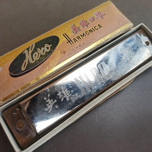 Harmonica HERO, Vintage Harmonica in Original Box, Blessing Harmonica, Made in China, Antique ...