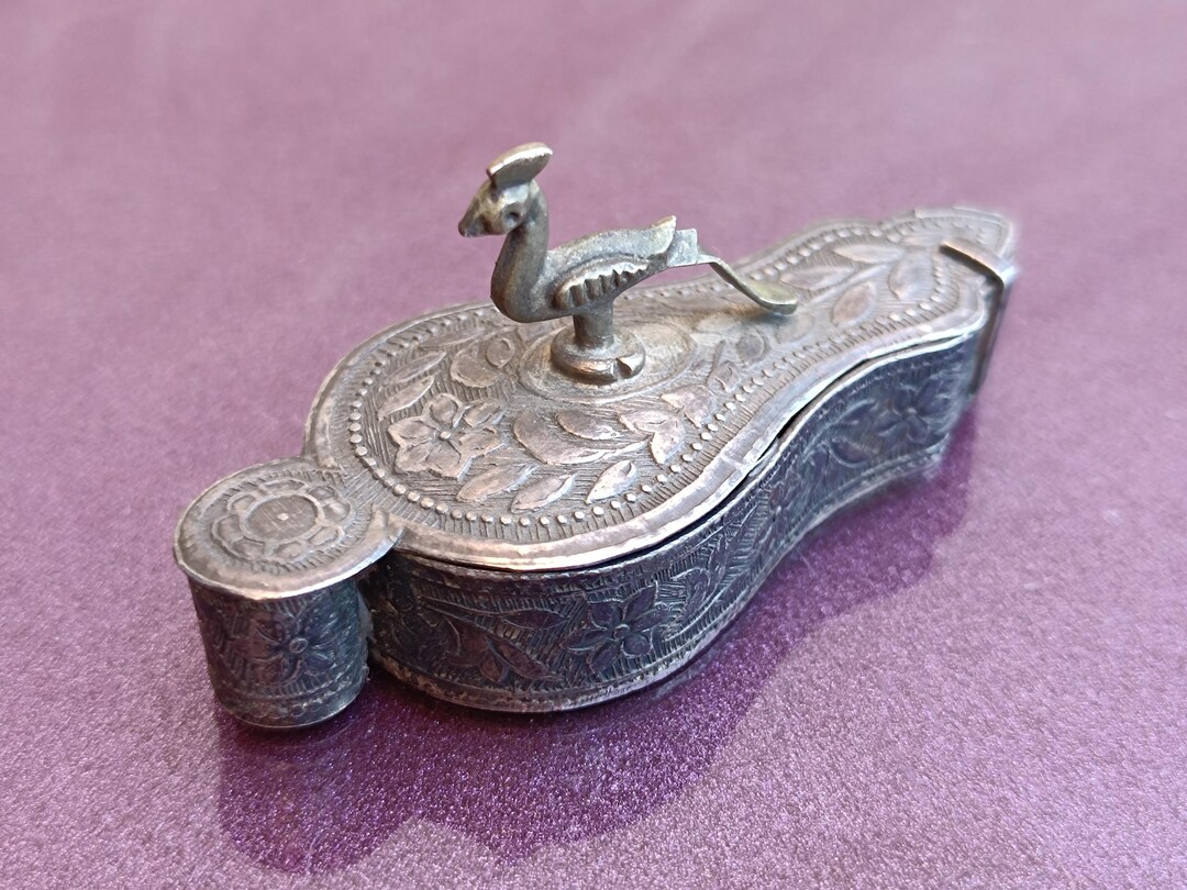 1950 Silver Pill Box, Silver Pill Box, Vintage Silver Box, Retro Box ...