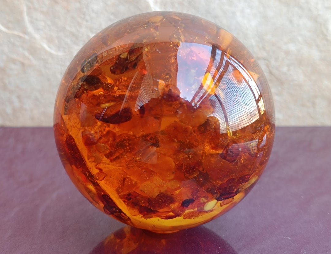 Melted Amber Sphere With Amber Pieces Inside, Amber Sphere, Amber Ball ...