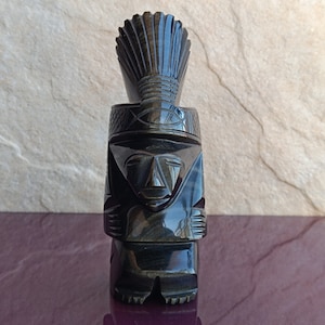 1970 Aztec God of Health and Medicine, Black Obsidian Figure ...