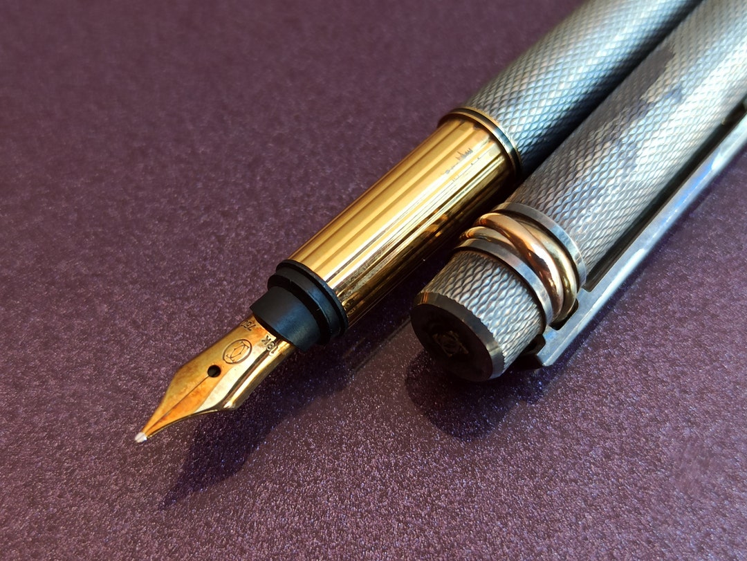 Cartier 18K Gold Nib Fountain Pen, 925 Silver Plated Fountain Pen, Must ...