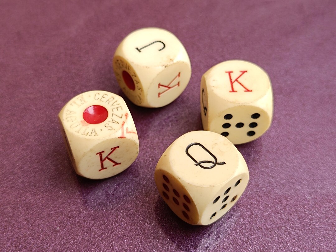 1980s Poker Americano Dice Roll, Vintage Complete Set, Poker Dice, Set ...