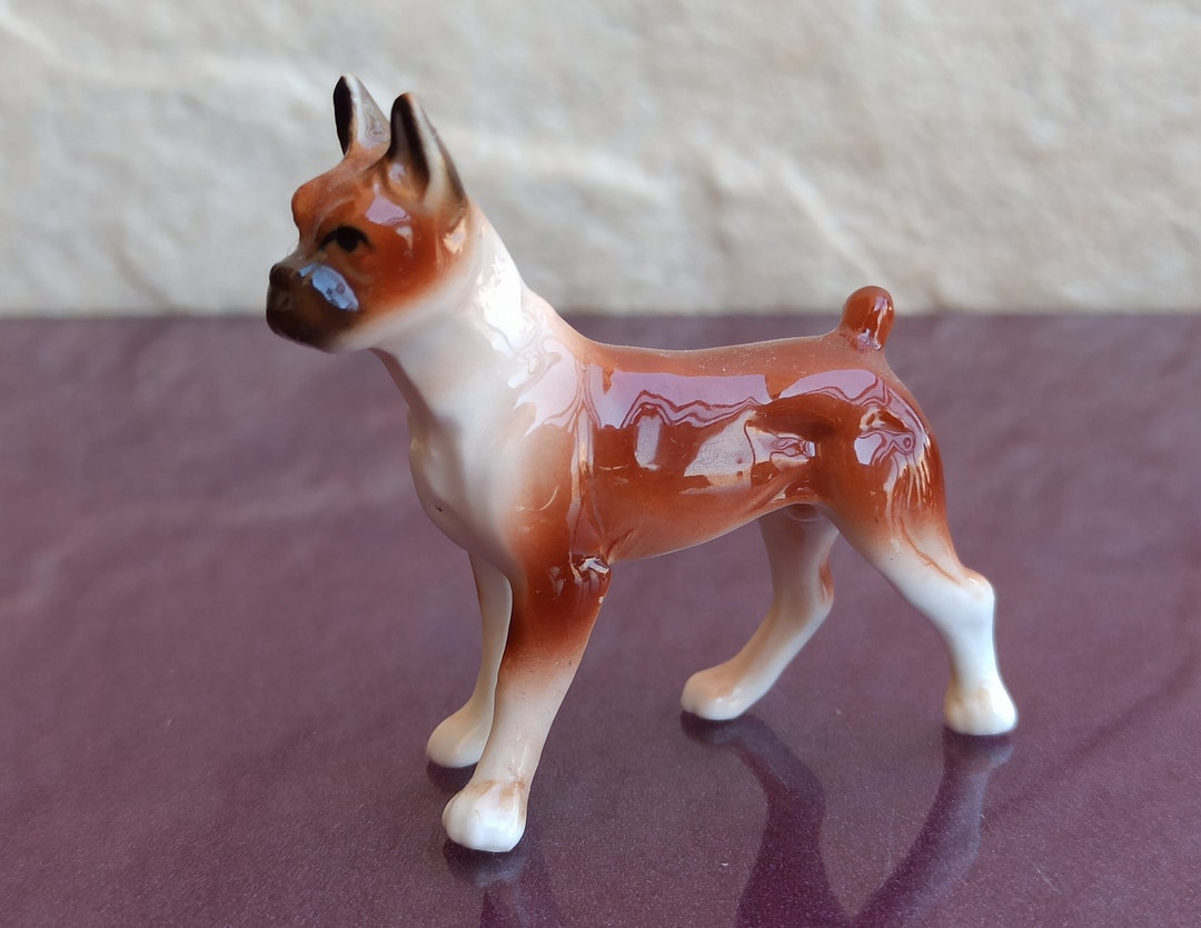 Porcelain Dog Figurine Miniature, Porcelain Dog, Enameled Porcelain ...