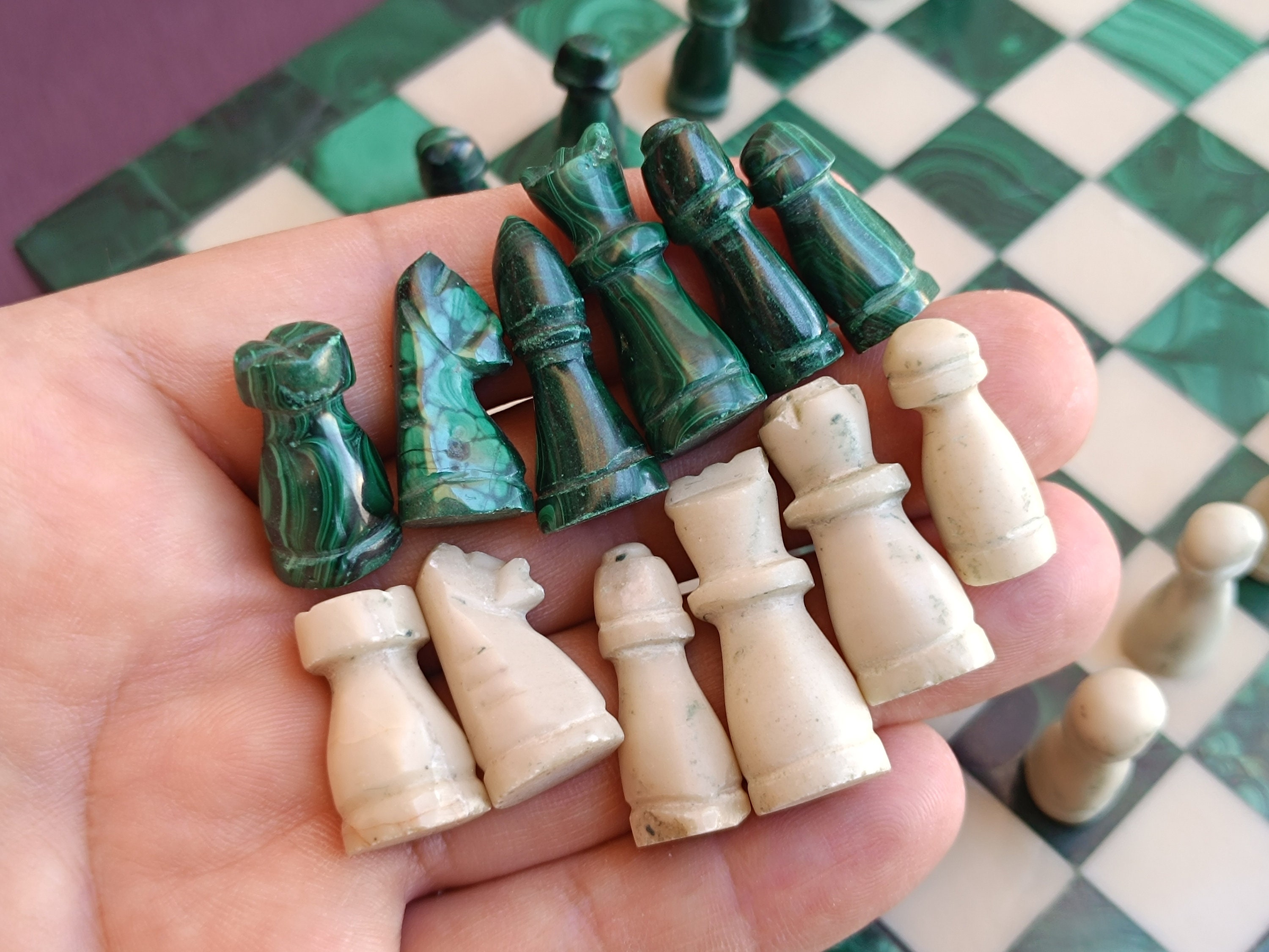 Malachite and Marble Chess Set, Chess Set With Board, Chess Game ...