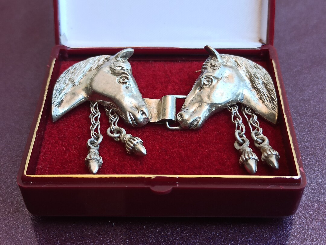 RARE SILVER Horse's Head Handmade Belt Buckle, Antique Silver Belt ...