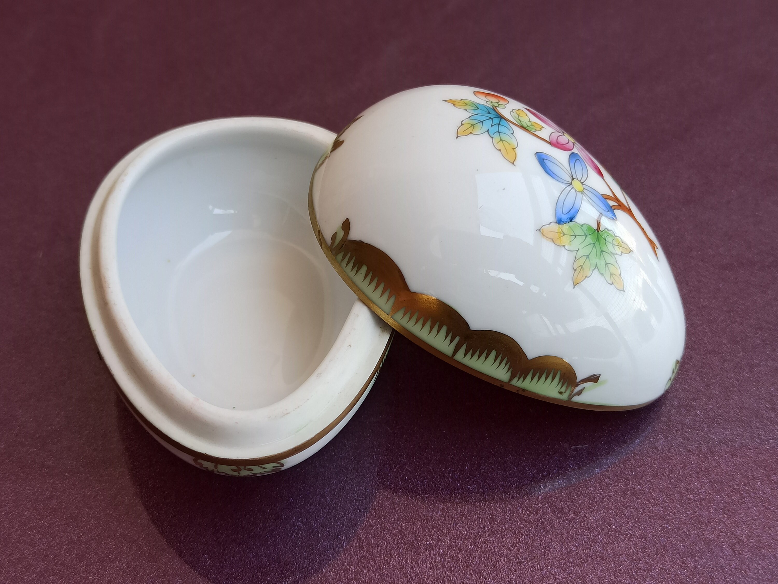 HEREND Hvngary Hand Painted Porcelain Flowers Box Vintage - Etsy