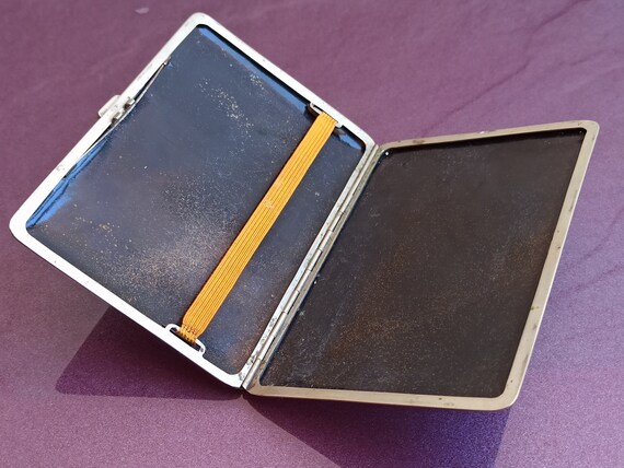 1950 Enamel Cigarette Case, Vintage Alpaca Silver Cig… - Gem