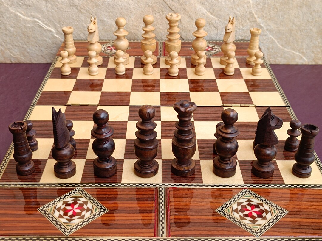 1960 Classic Wooden Chess, Vintage Chess, Intellectual Board Game, Hand ...