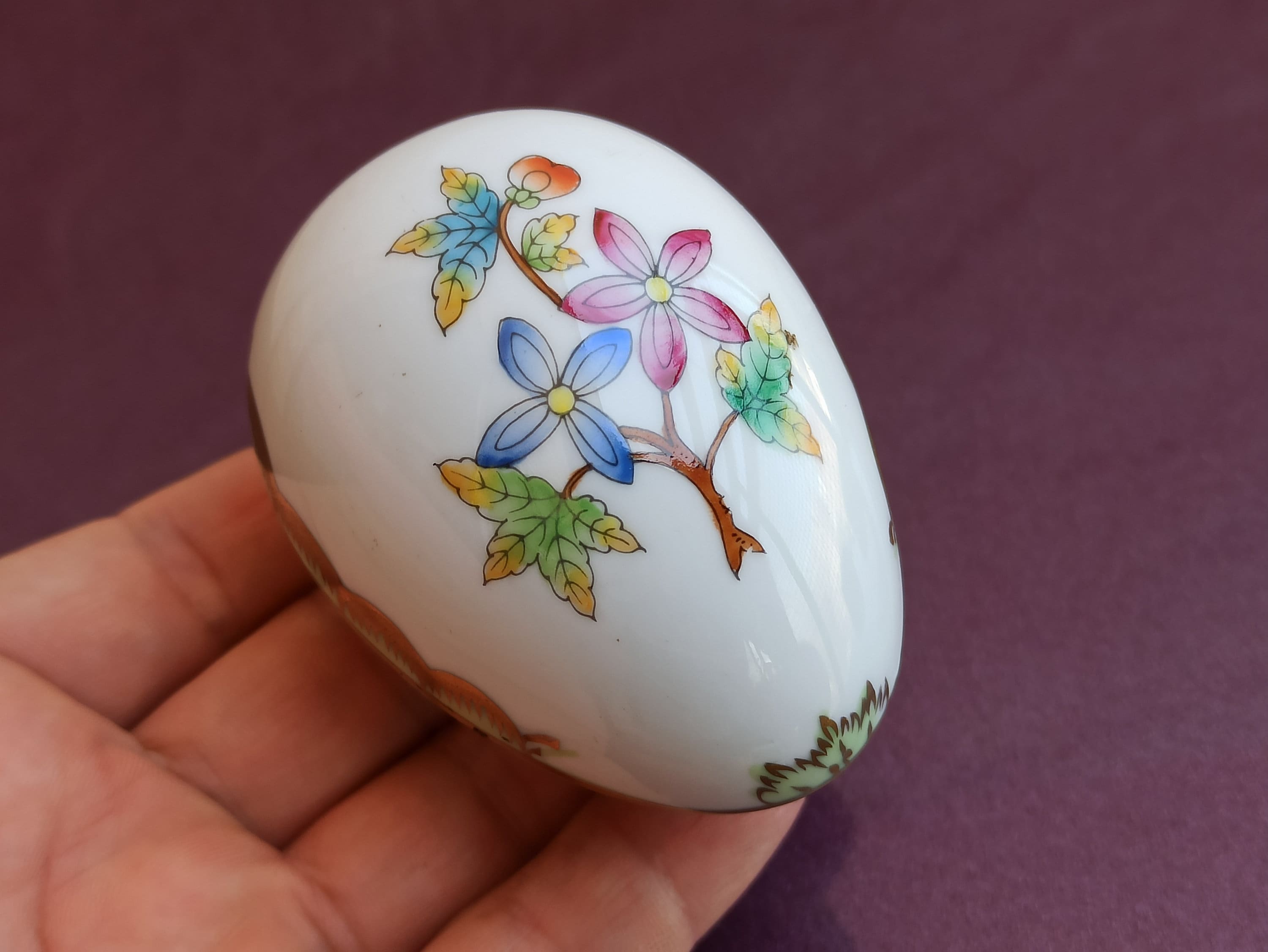 HEREND Hvngary Hand Painted Porcelain Flowers Box Vintage - Etsy