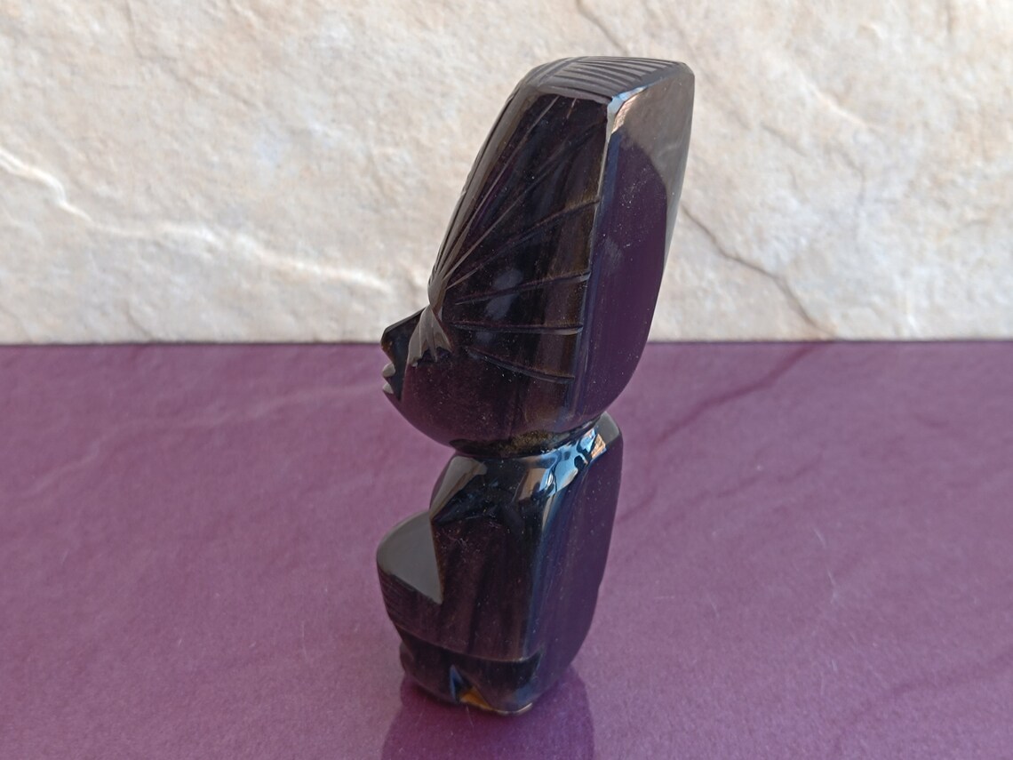 1970 Aztec God of Health and Medicine, Black Obsidian Figure ...