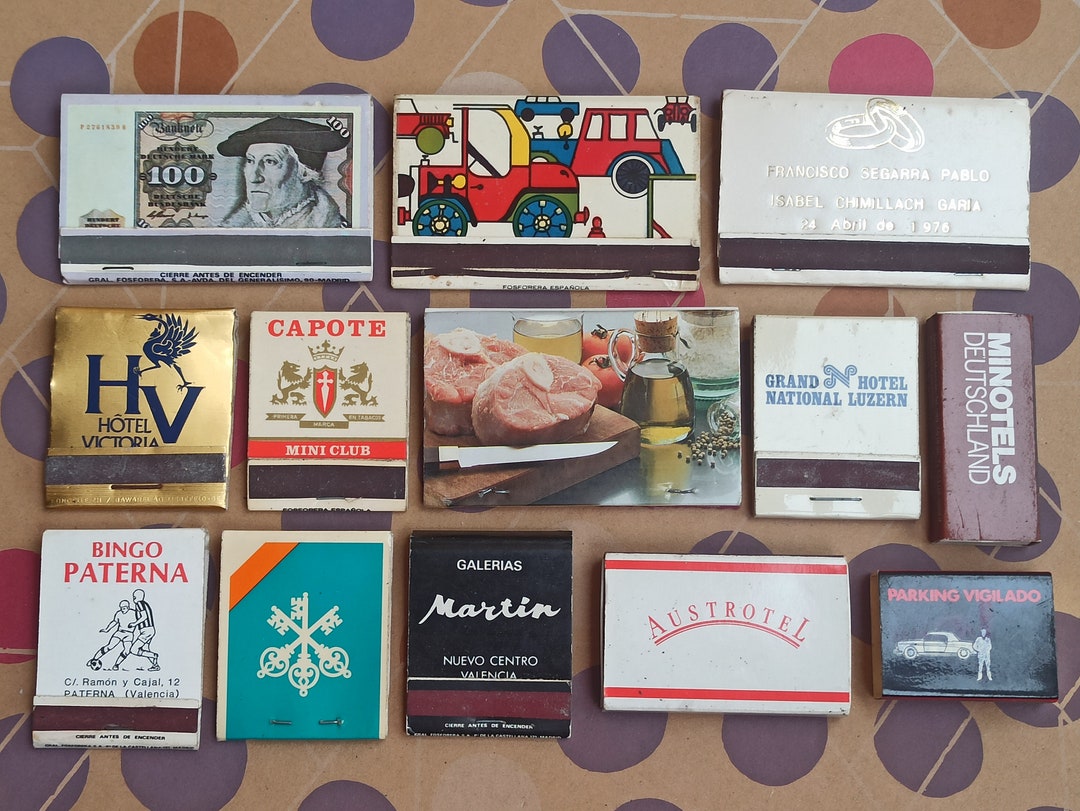 Set of 13 MATCHBOX 1980, Antique Matches, Various Design, Made in Spain ...