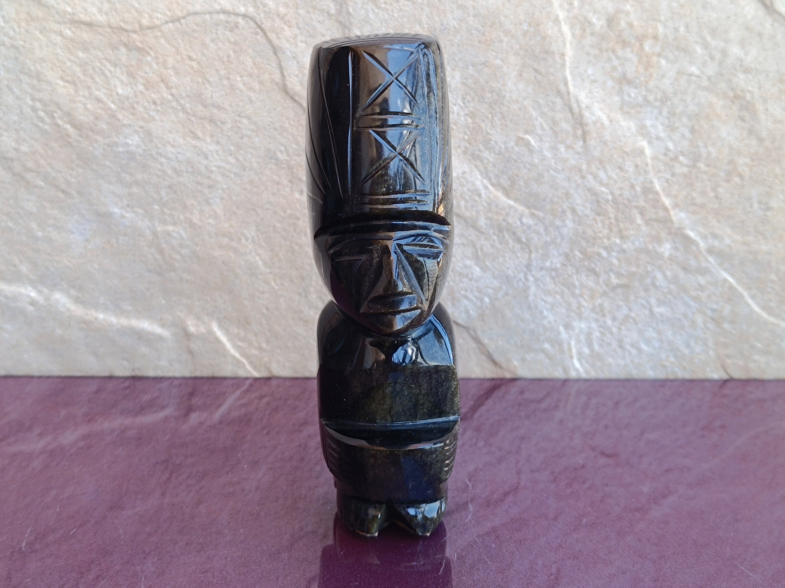 1970 Aztec God of Health and Medicine, Black Obsidian Figure ...