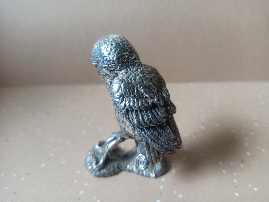 Antique Owl Statue Silvering Owl Figurine Vintage Metal Owl - Etsy
