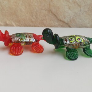 MURANO Turtle Figurine, Vintage Turtle, Glass Turtle, Multicolor Turtle ...