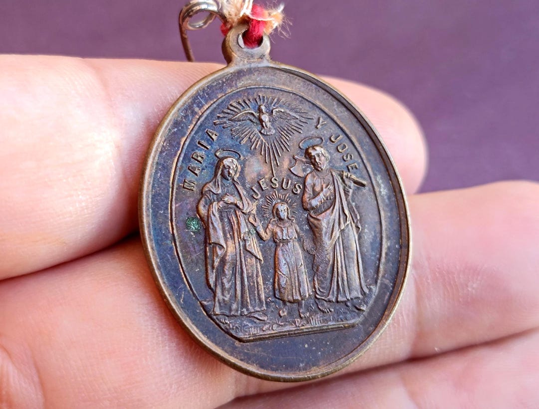 Maria, Jesus Y Jose Religious Brass Medal, Ntra Sra De Los Desamparados ...