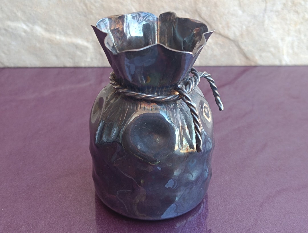 ALMAZAN Silver Plated Vase, Collection Bag Drawstring Vase, Money Bag ...