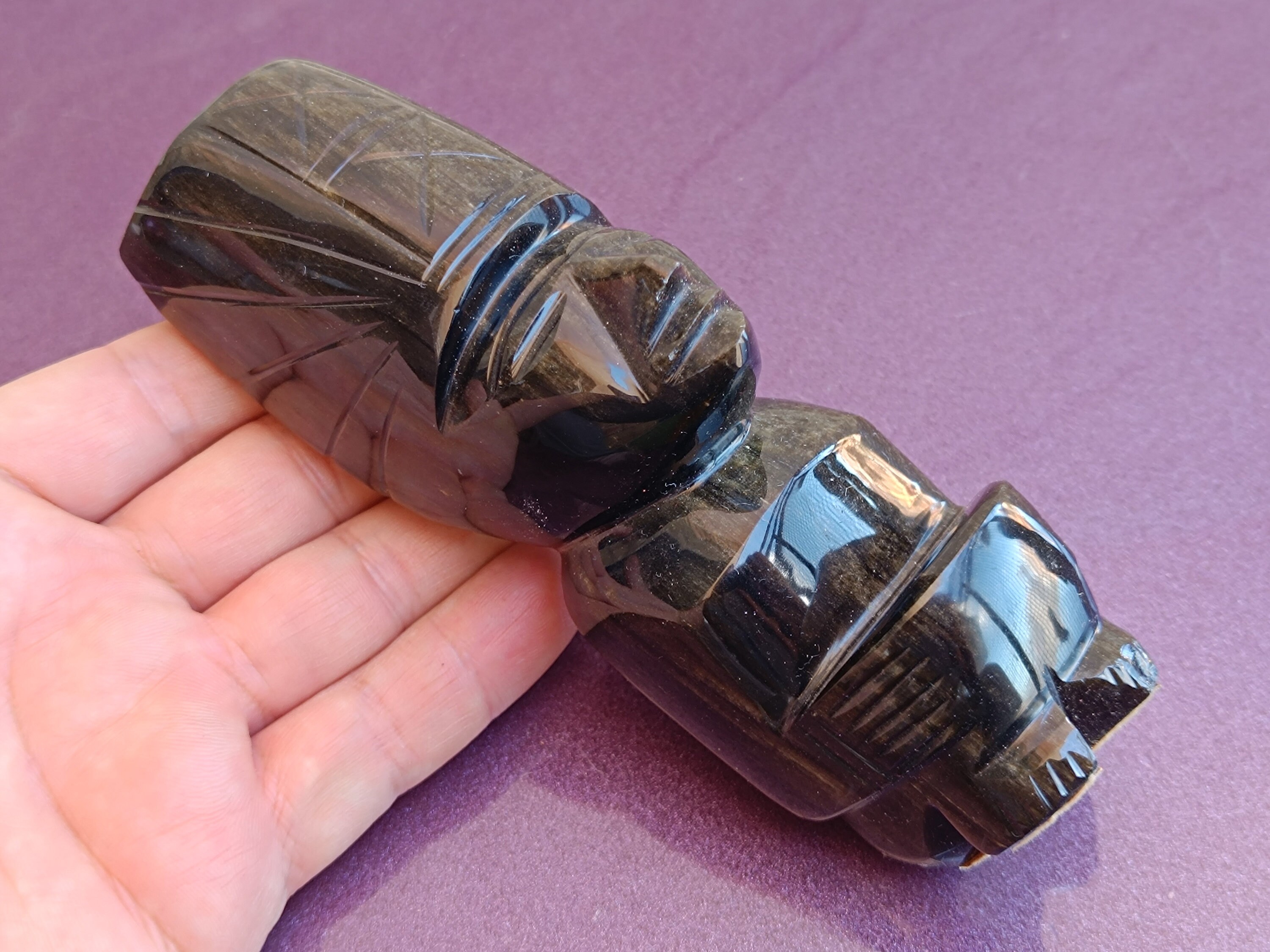 1970 Aztec God of Health and Medicine, Black Obsidian Figure ...
