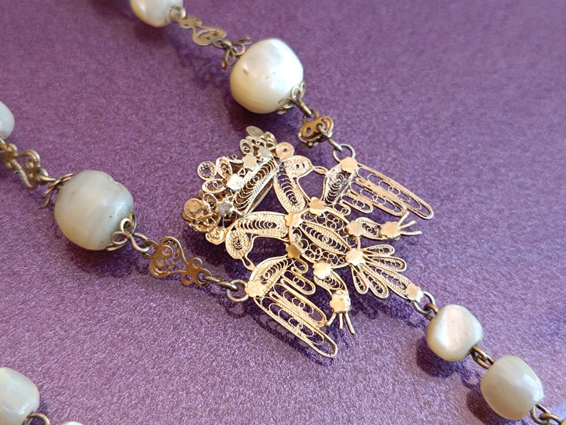 1800s Gold Filled Filigree Mother of Pearl Silver Religious Catholic ...